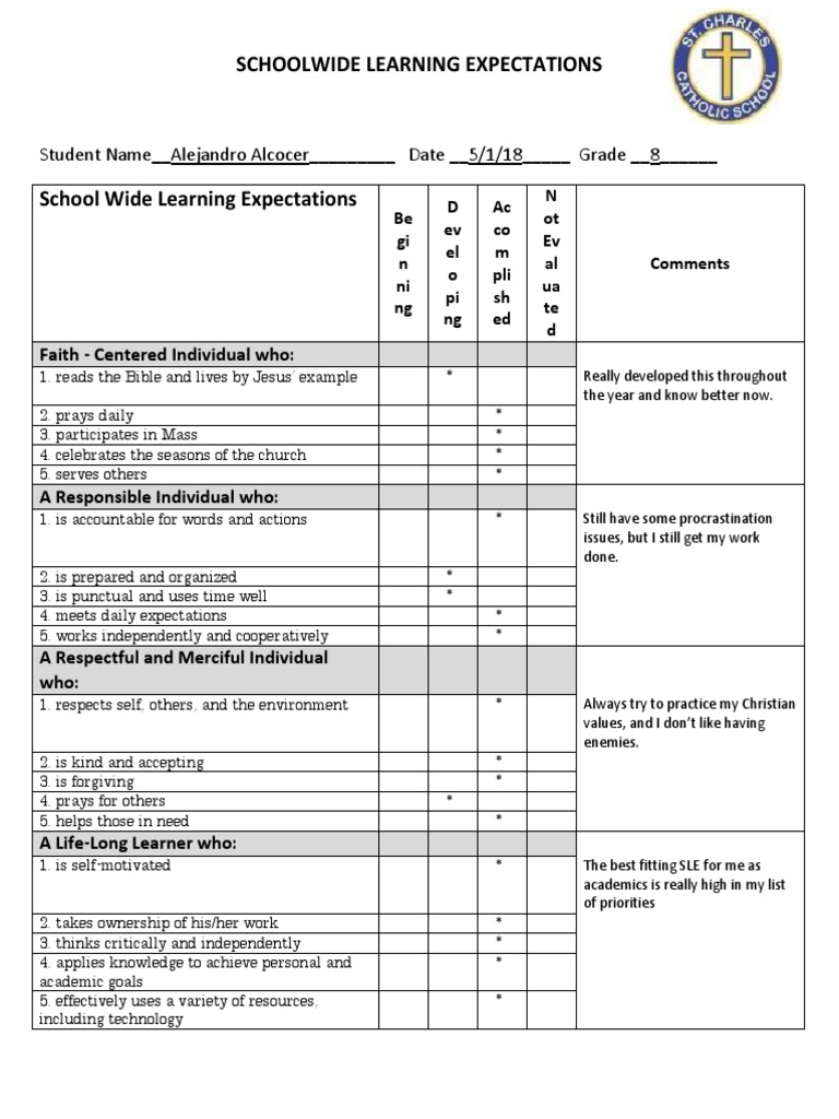Schoolwide Learning Expectations Report | PDF | Education Theory | Teaching
