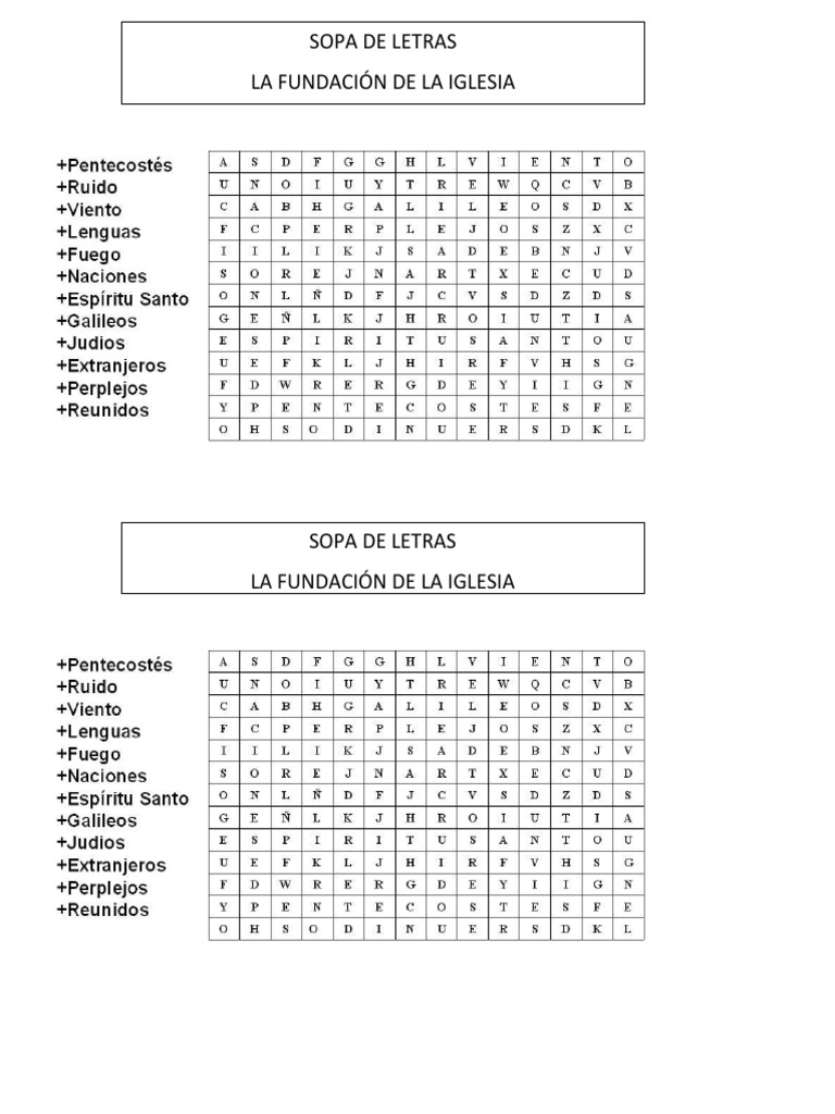 Sopa de Letras Fundacion de La Iglesia | PDF