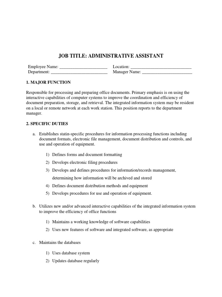 Job Title-Administrative Assistant | PDF | Document | Spreadsheet