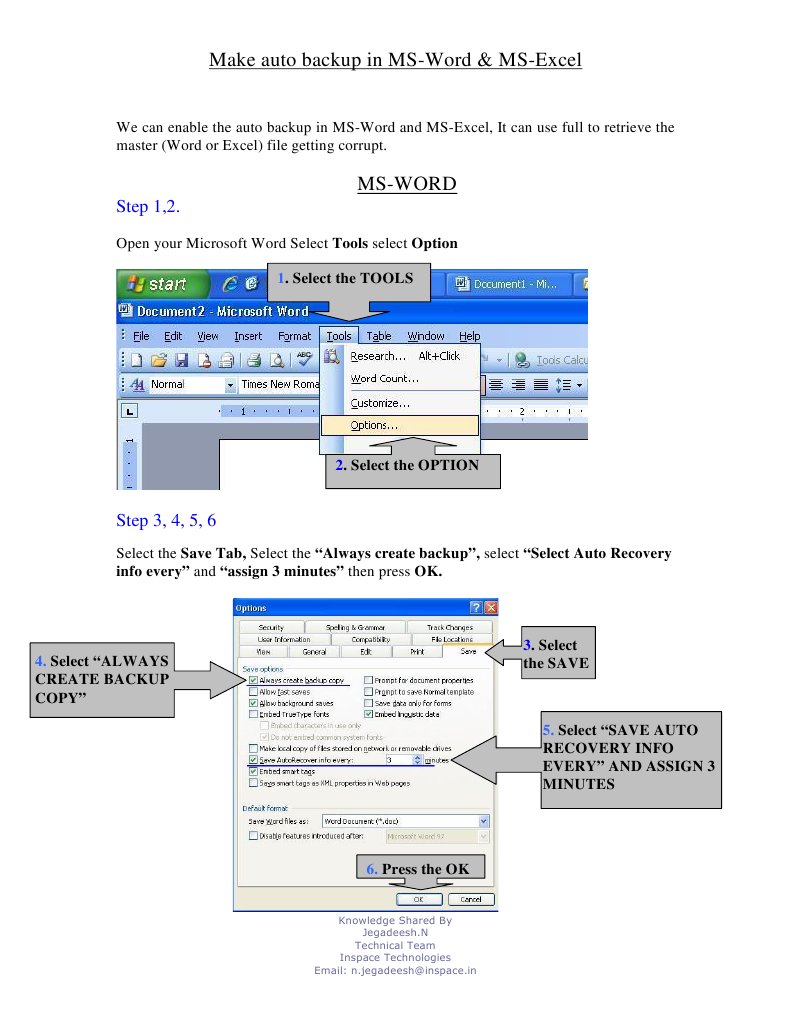 Make Auto Backup In Mswordandexcel Pdf Backup Microsoft Excel