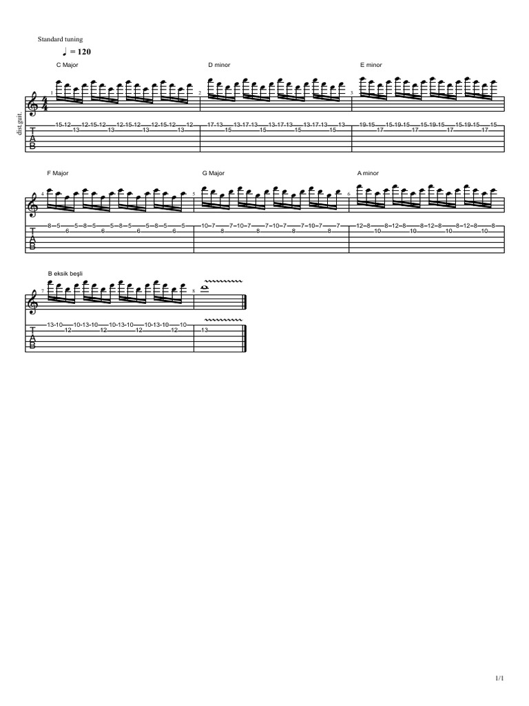 Standard tuning chart for guitar | PDF | Pitch (Music) | Elements Of Music