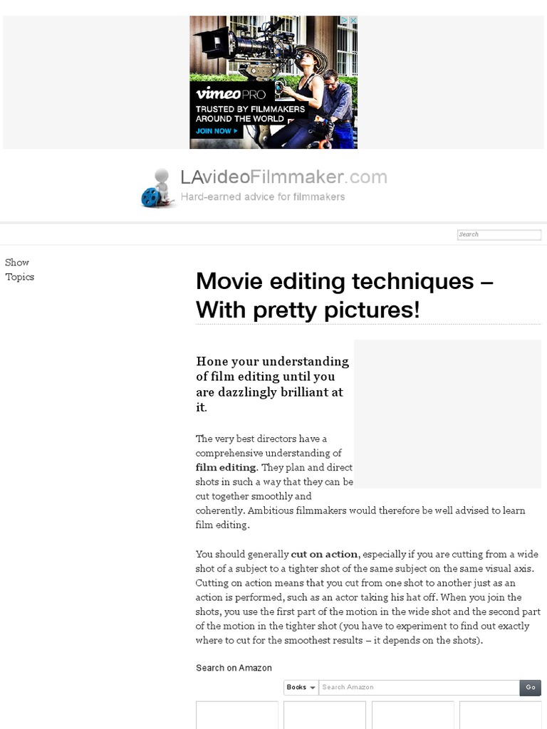 Movie Editing Techniques With Pretty Pictures Pdf Media