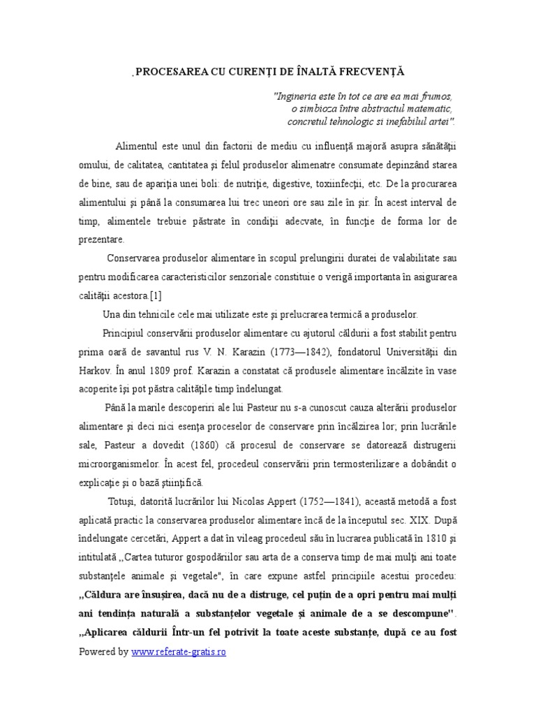 Procesarea Cu Curenti de Inalta Frecventa | PDF