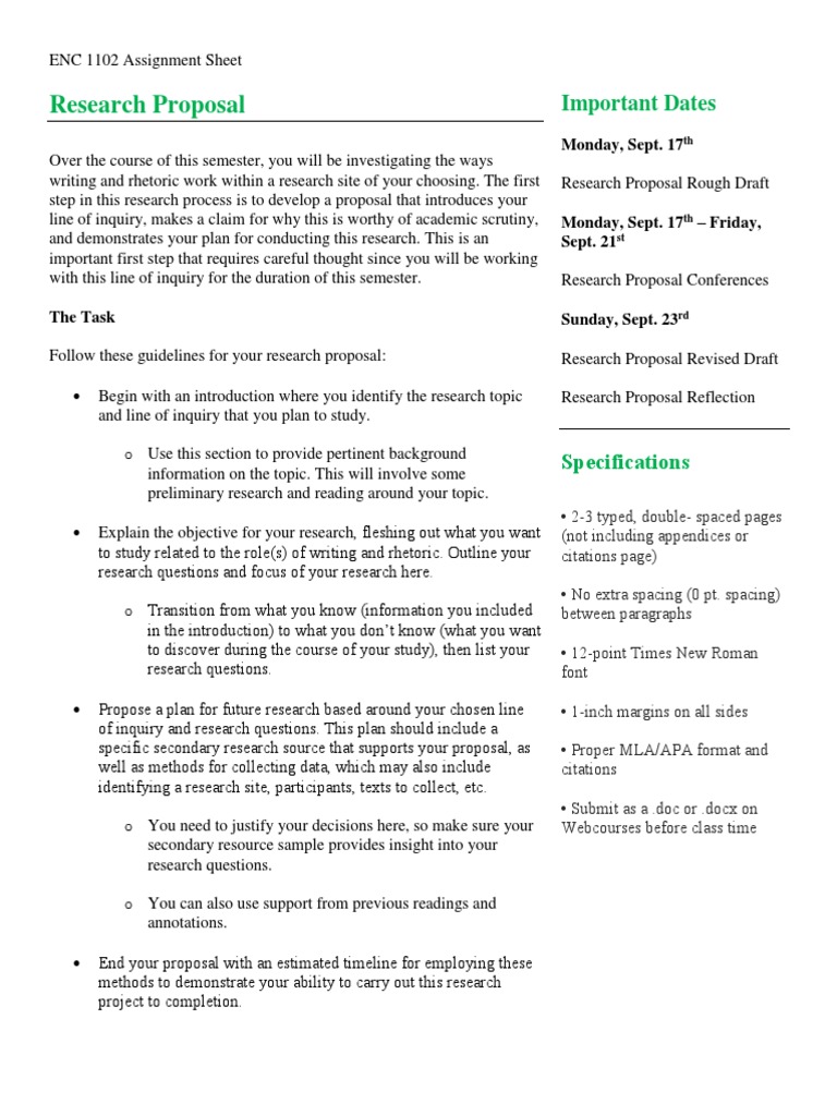 Research Proposal Guidelines for ENC 1102 | PDF | Cognitive Science | Science