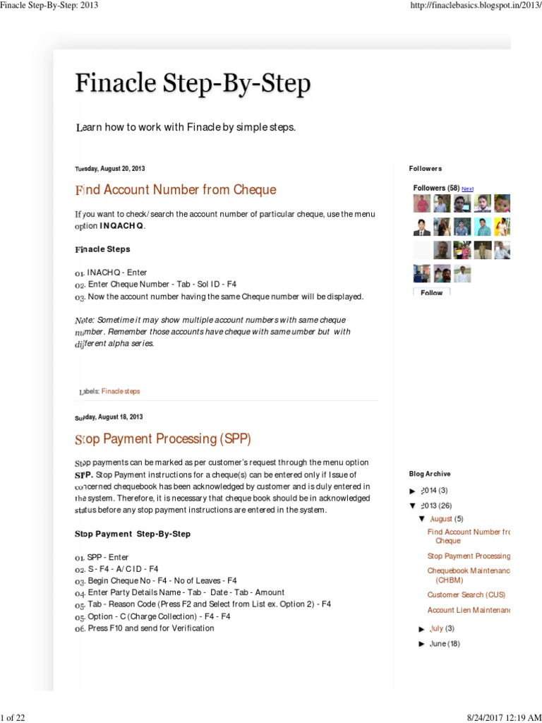 Finacle Step by Step - 2013 | PDF | Cheque | Password