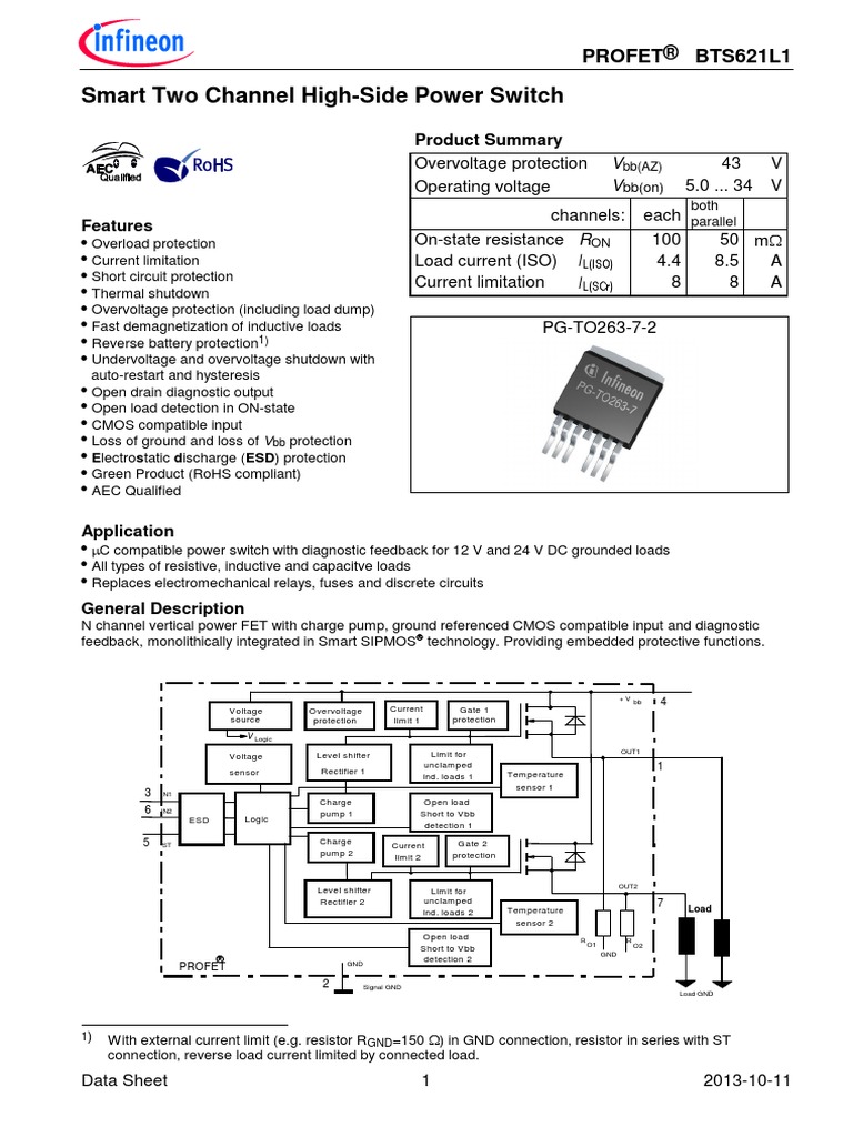 Infineon Bts621l1 E3128a Ds v01 00 en | PDF | Field Effect Transistor ...