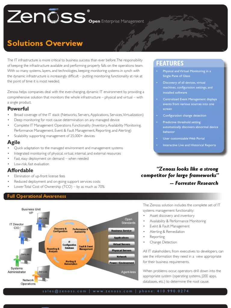 Zenoss Solution Overview Brochure | PDF | V Mware | Cloud Computing