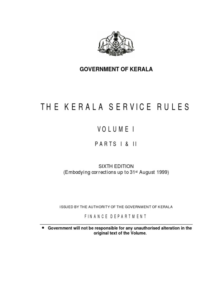 Kerala Service Rules Guide | PDF | Probation | Pension