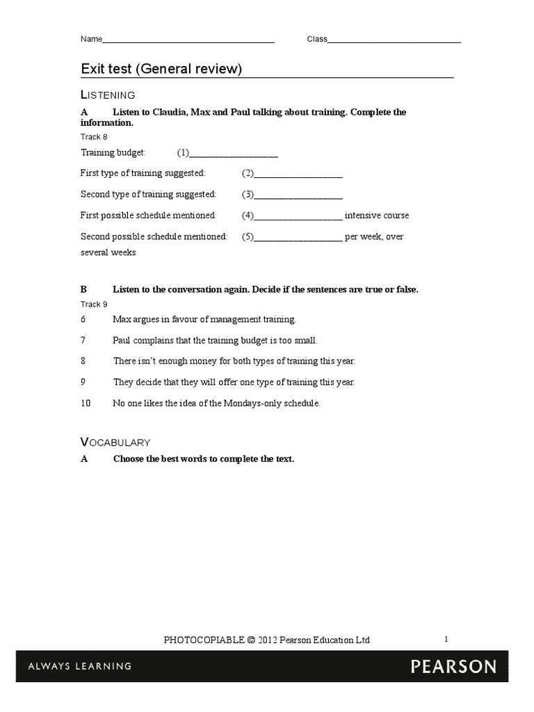 Exit Test (1) Pre-Intermediate | PDF | Advertising | Identity Document