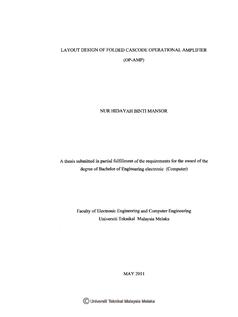 Layout Design of Folded Cascode Operational Amplifier (OP-AMP) 24 Pages ...