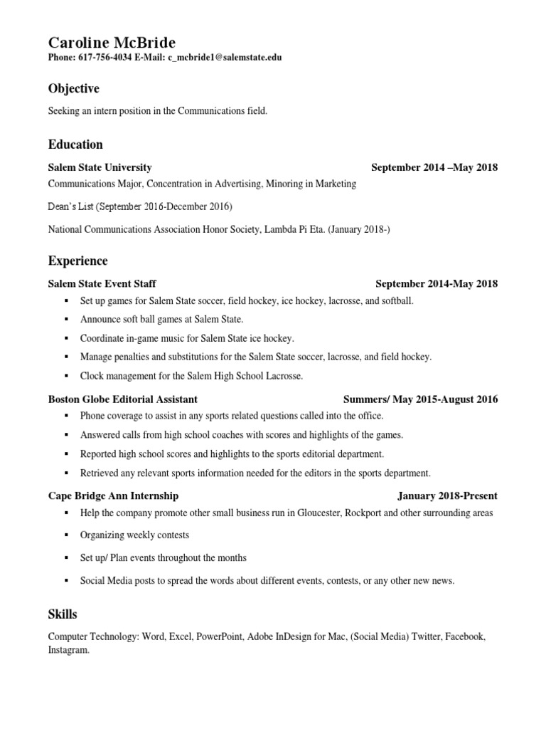 NCAT Resume Template for Internships | PDF | Career & Growth