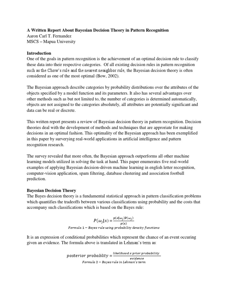 CS263 - Bayesian Decision Theory | PDF | Bayesian Inference | Pattern Recognition