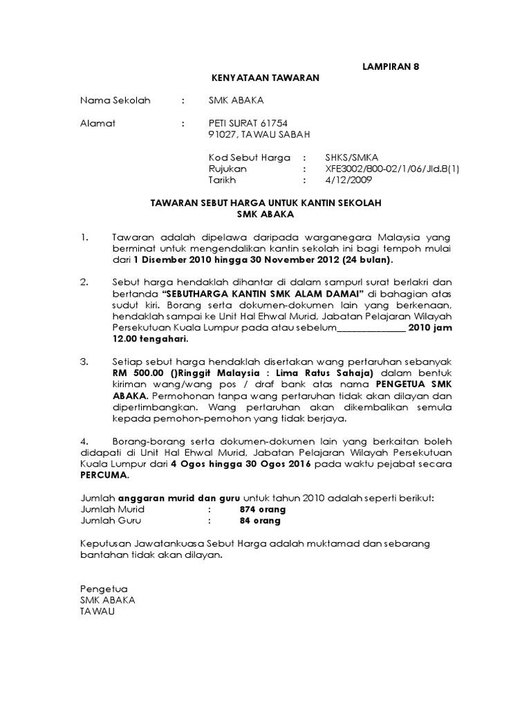 Contoh Permohonan Untuk Sebut Harga Makanan - Deirdre Greene