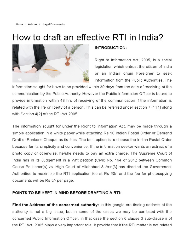 How To Draft An Effective RTI in India | PDF | Public Sphere | Justice