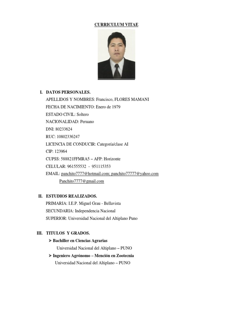 Curriculum Vitae 2018 | Perú | Quinua | Prueba gratuita de 30 días | Scribd