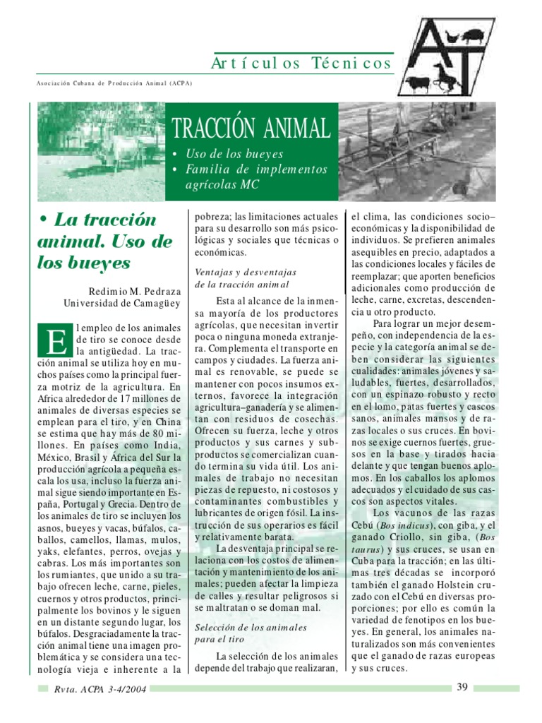 17 LA TRACCION ANIMAL Cuidado Animales+implemento | PDF | Vacas ...