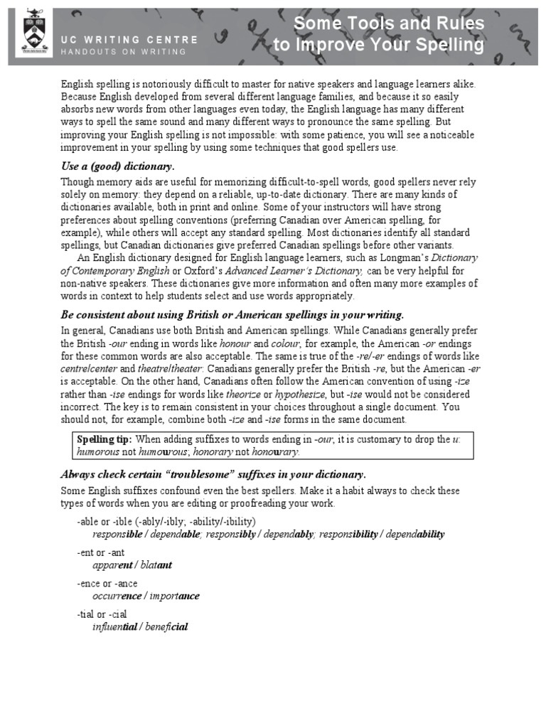 Spelling | PDF | English Language | Spelling