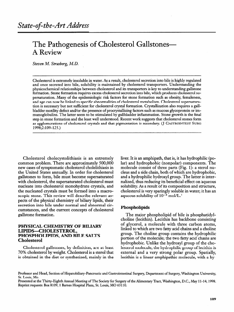 Understanding the Pathogenesis of Cholesterol Gallstones: A Review of ...