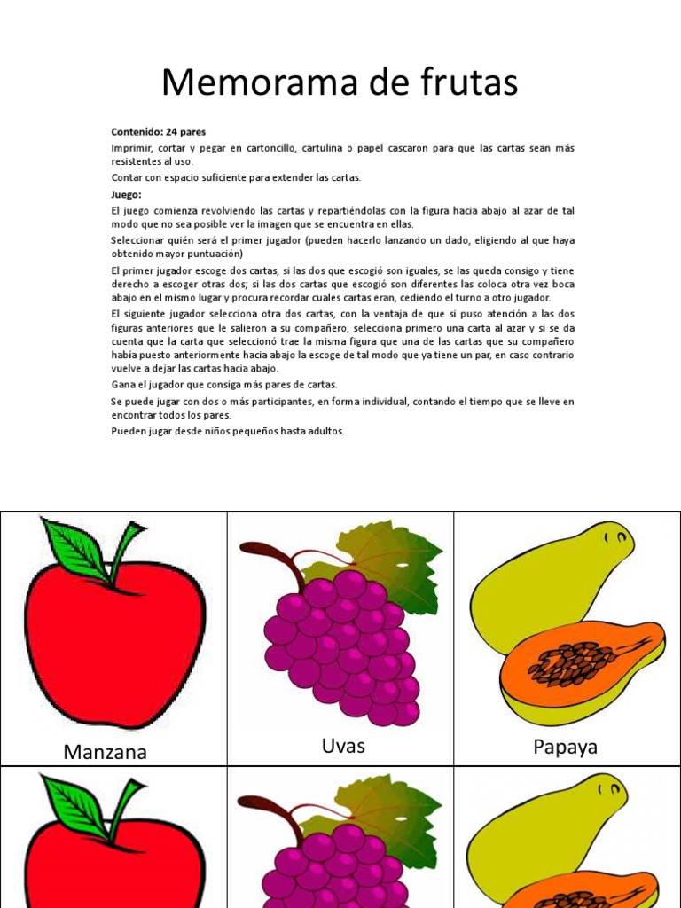 Memorama de Frutas 0 | PDF