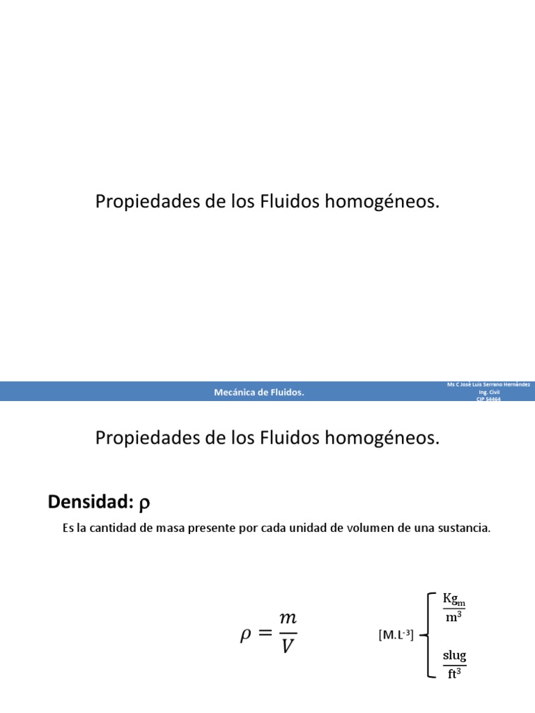 Propiedades de Los Fluidos Homogeneos - Fluidos Teoria | PDF | Densidad ...