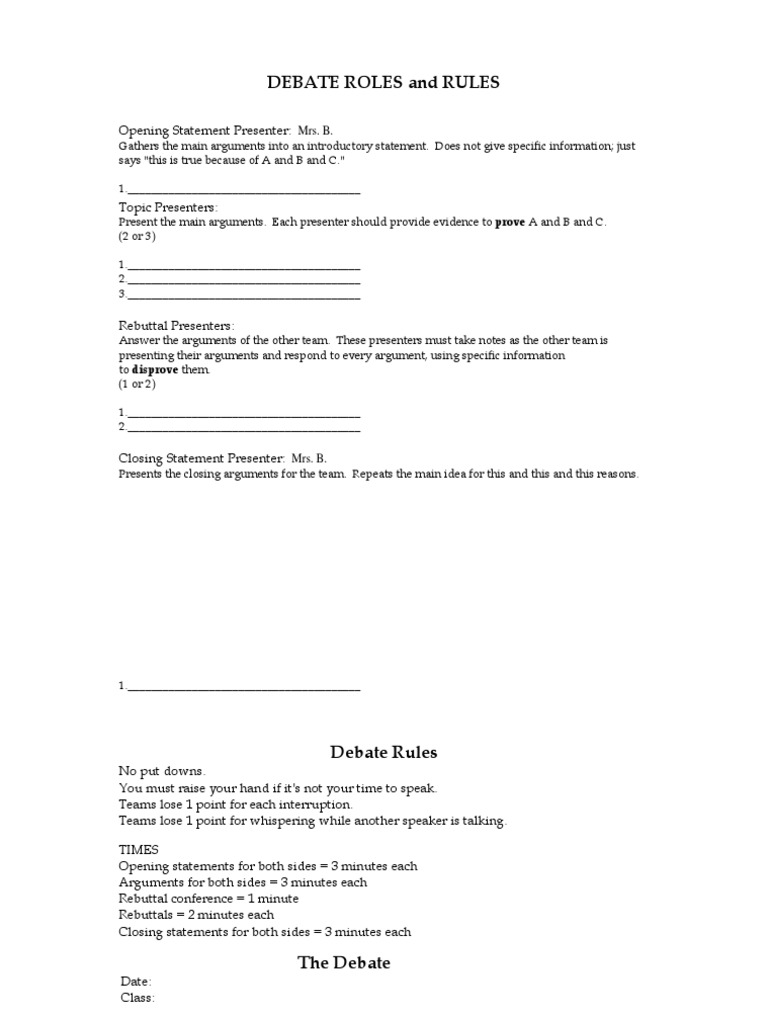 Debate Roles and Rules | PDF