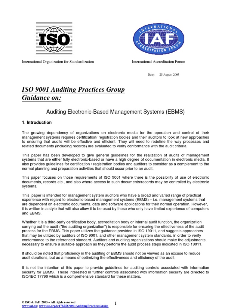 APG AuditingElectronicBasedMS | PDF | Iso 9000 | Audit