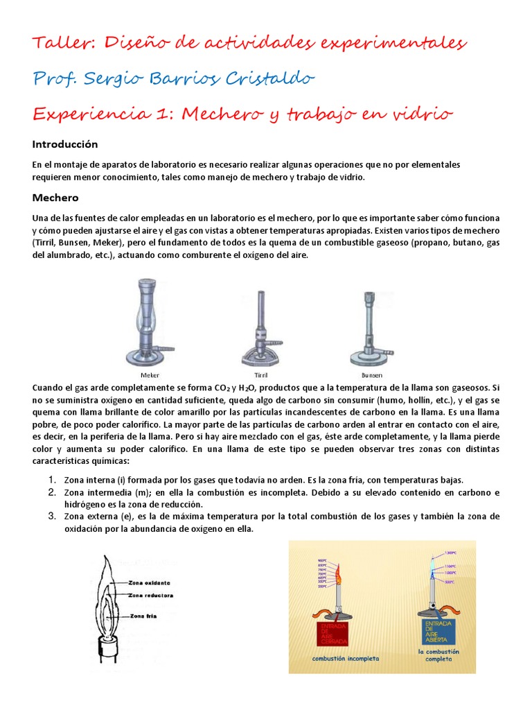 Experiencia 1 Mechero Bunsen y Trabajo en Vidrio | Energy Technology ...