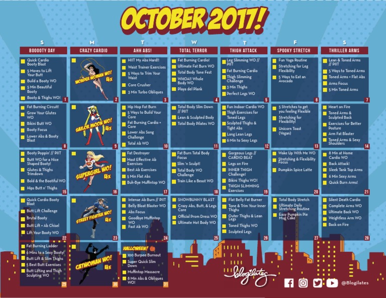 Oct Calendar Final | PDF | Aerobic Exercise | Sports