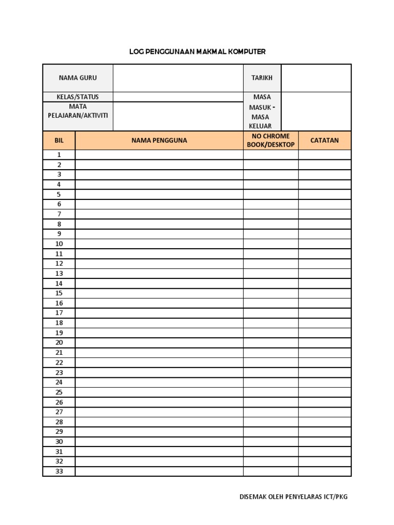 Computer Lab Usage Log | PDF