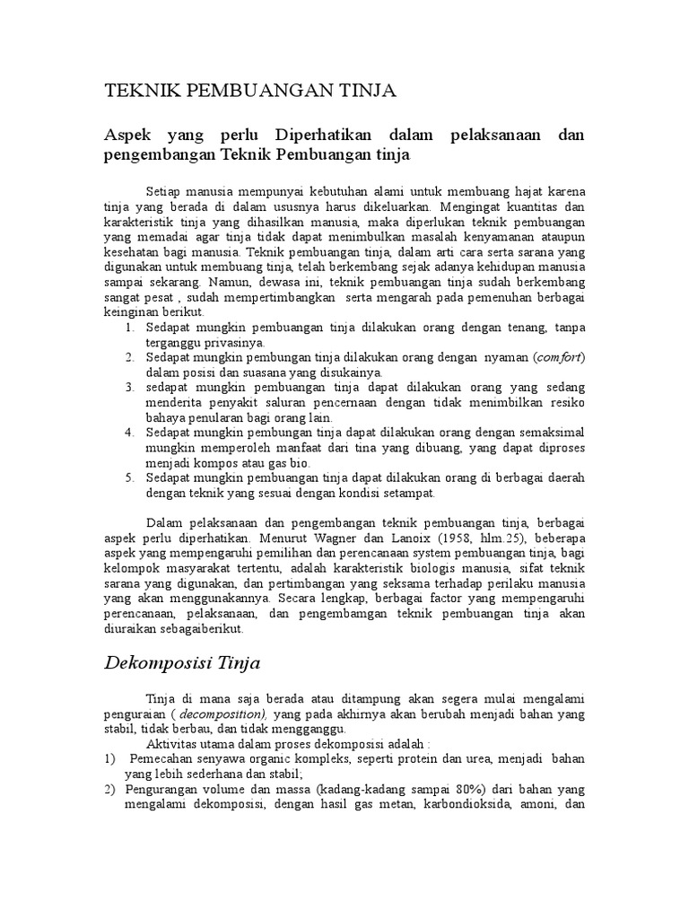 Teknik Pembuangan Tinja | PDF