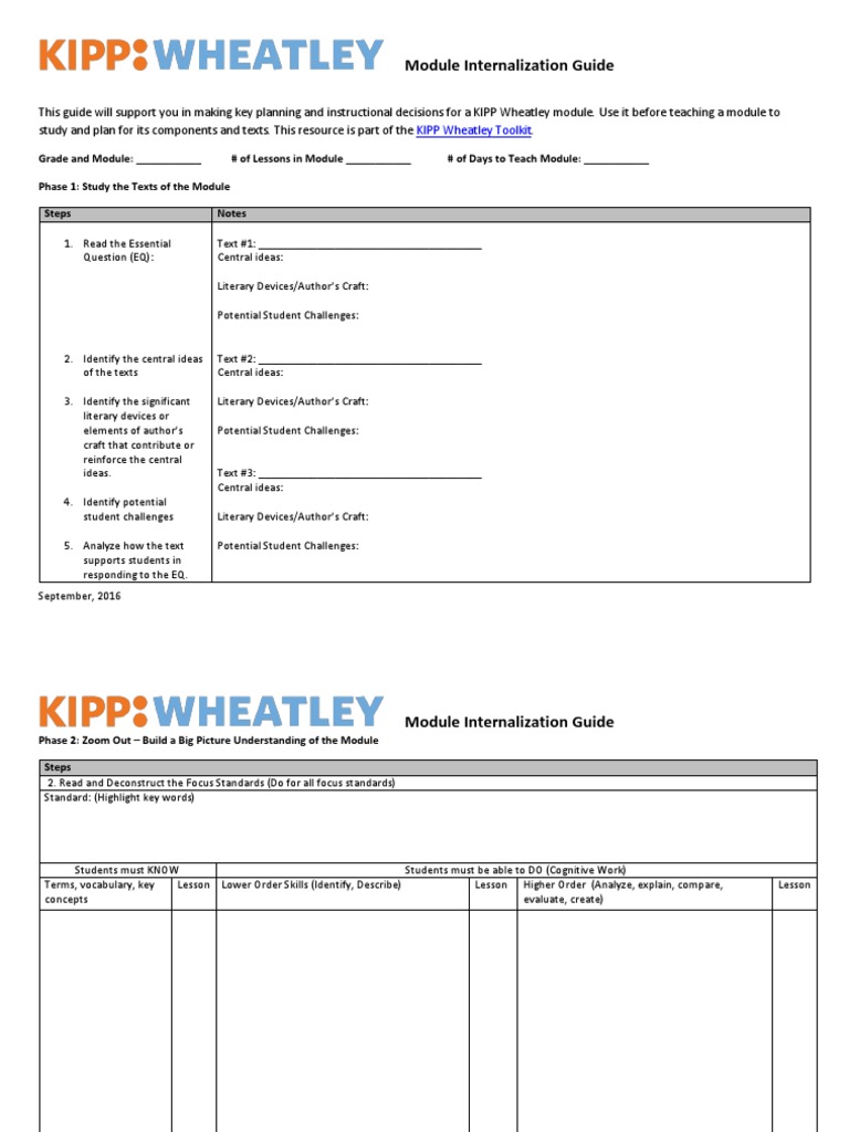 KW Module Internalization Guide Wheatley 2 | PDF | Educational ...