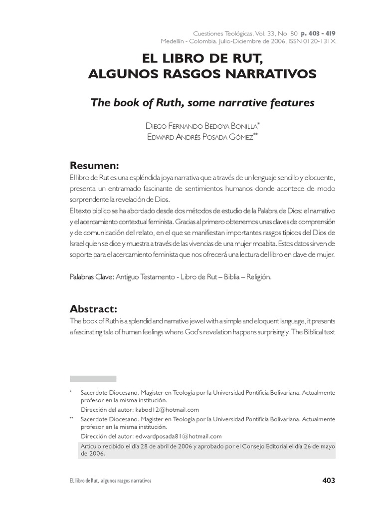 Libro de Rut Analisis Narrativo | PDF | Libro de rut | Dios