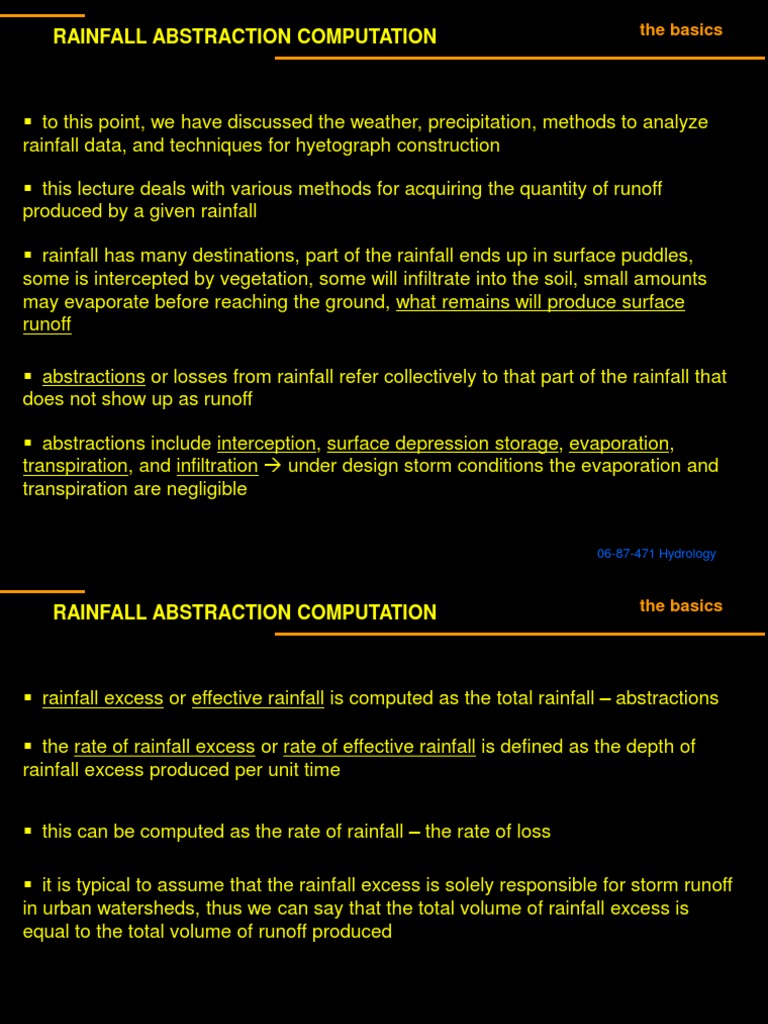Rainfall Abstraction Methods in Hydrology | PDF | Surface Runoff | Soil