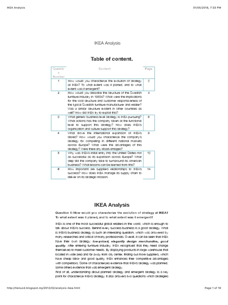 IKEA Analysis | PDF | Strategic Management | Competitive Advantage