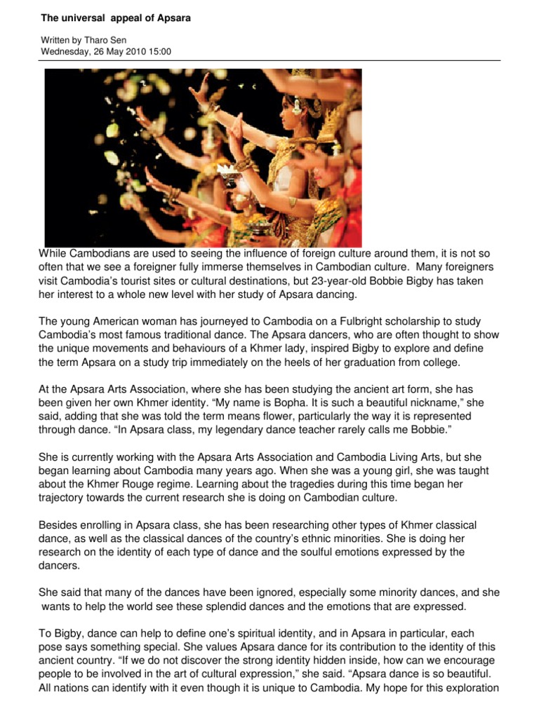 Article For Apsara | PDF | Cambodia | Dances