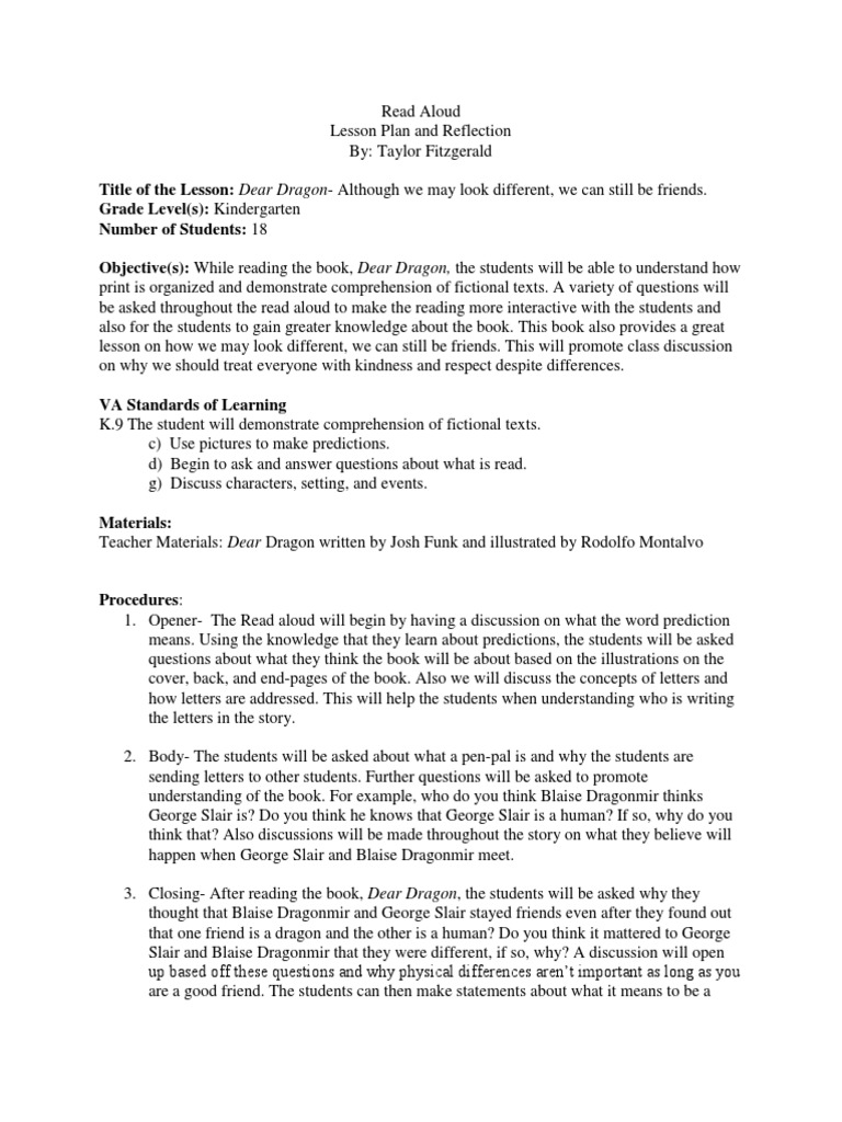 Dear Dragon | PDF | Reading Comprehension | Education Theory