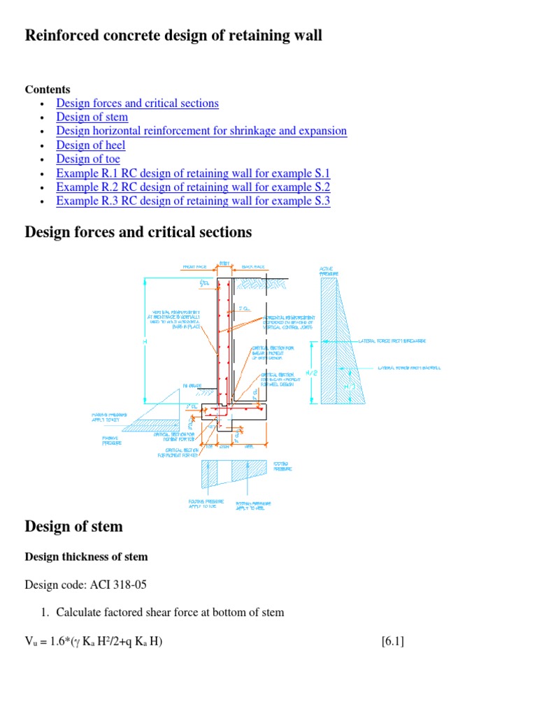 Reinforced Concrete Design Of Retaining Wall Pdf Thermal Expansion
