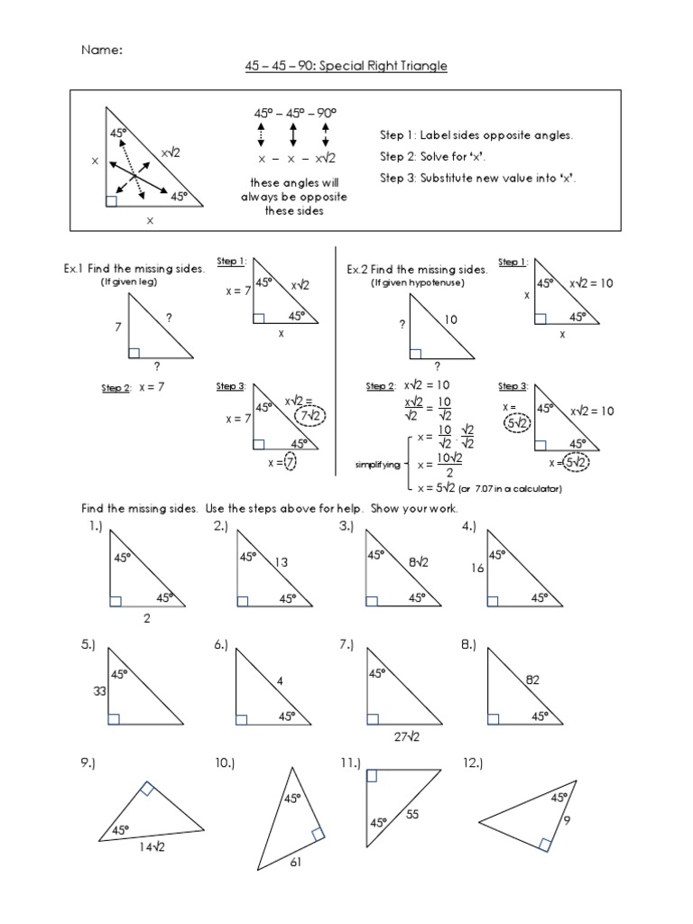 Special Right Triangle Notes | PDF | Elementary Mathematics | Classical ...