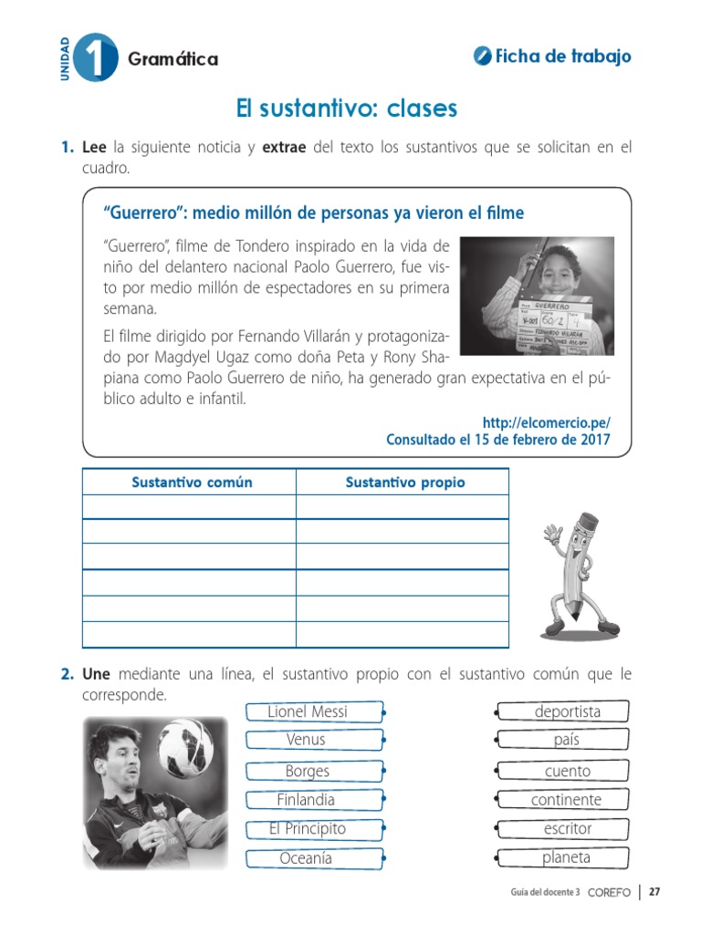Hoja De Trabajo De Sustantivos Para La Escuela Secundaria