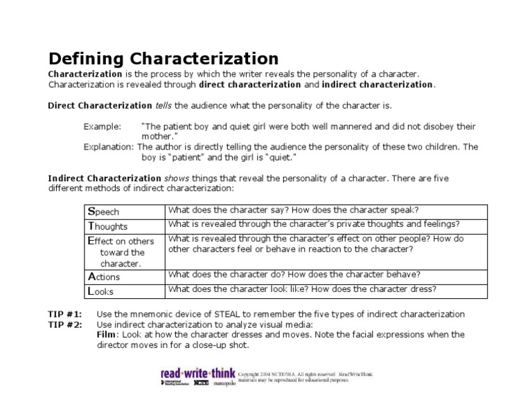 Characterization Handout | PDF | Science & Mathematics