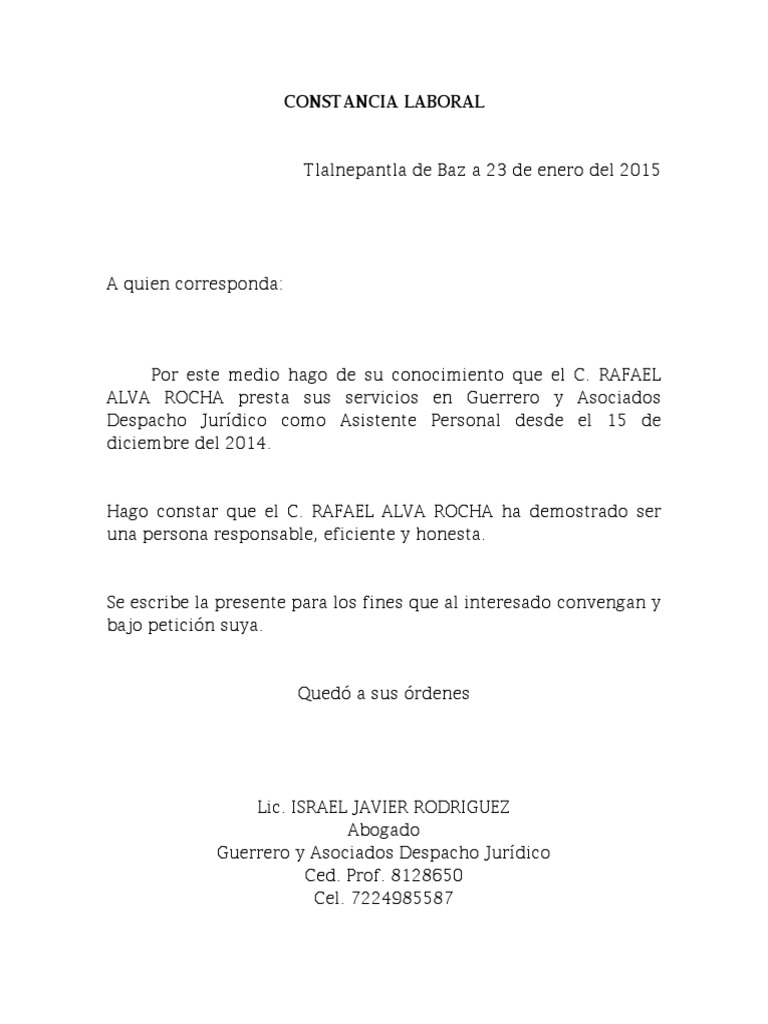 Constancia Laboral | PDF