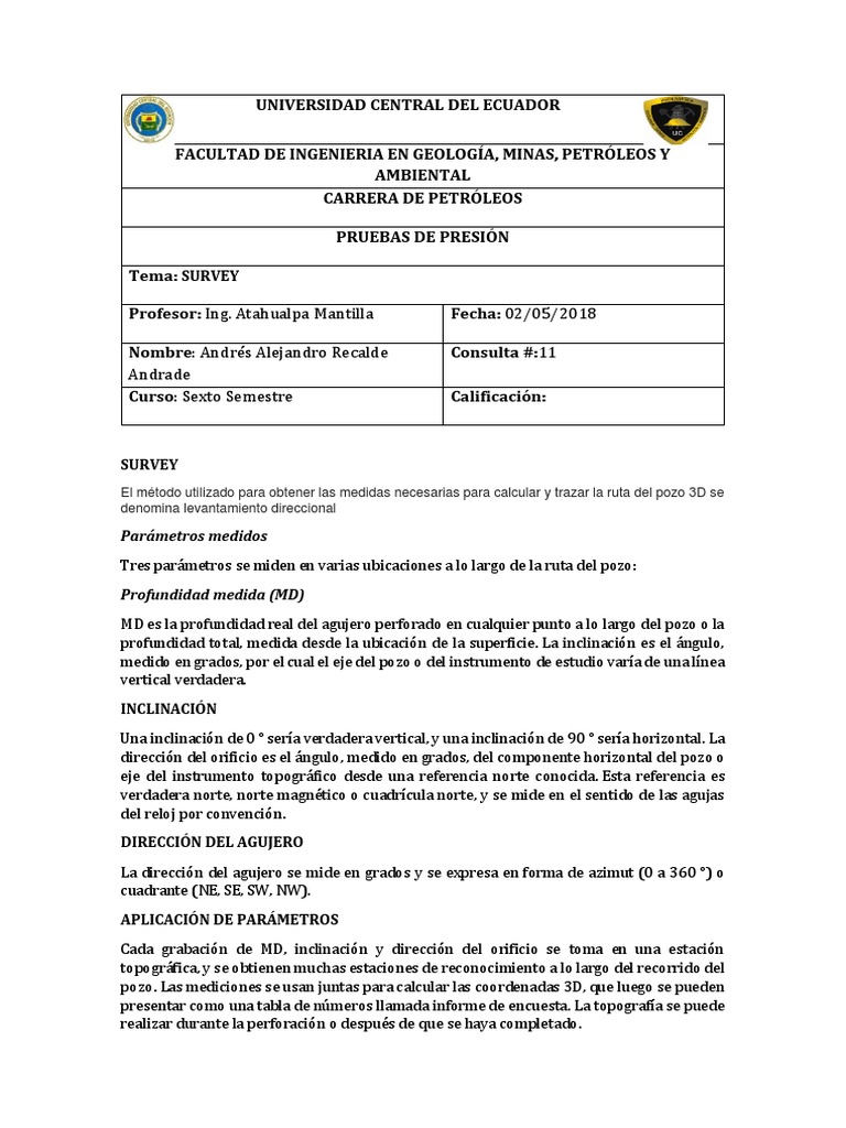 Inclinación y Línea Vertical Verdadera | PDF | Desplazamiento (Vector ...