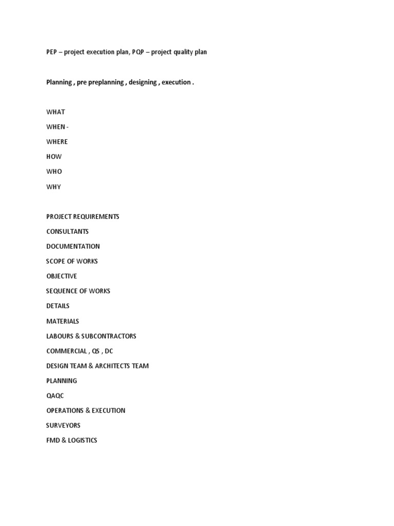 Project Execution and Quality Planning Guide | PDF | Art | Technology ...