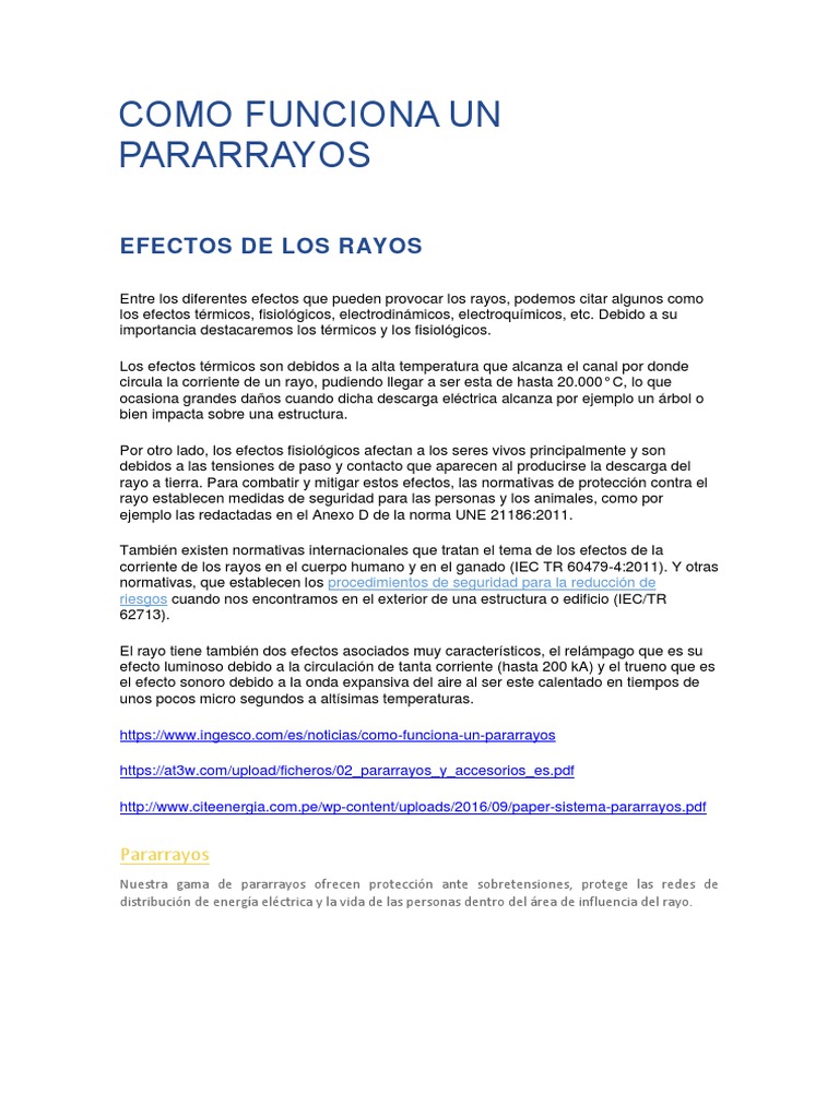 Como Funciona Un Pararrayos | PDF | Relámpago | Electricidad