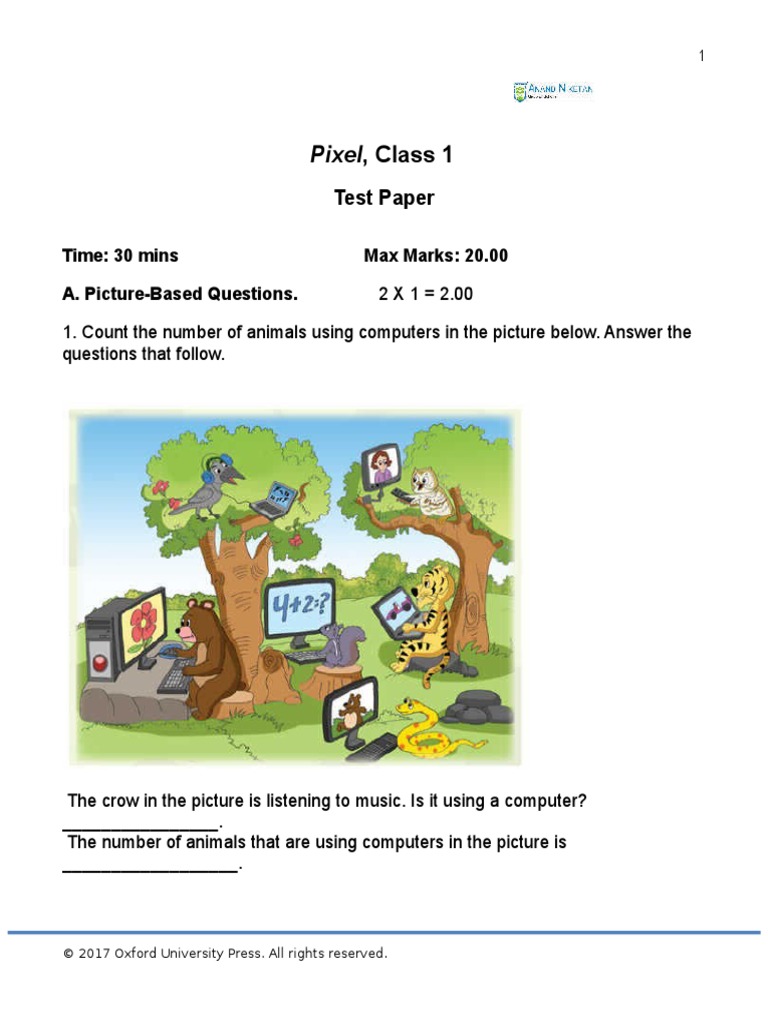 Pixel, Class 1: Test Paper | PDF | Usb Flash Drive | Computer Keyboard