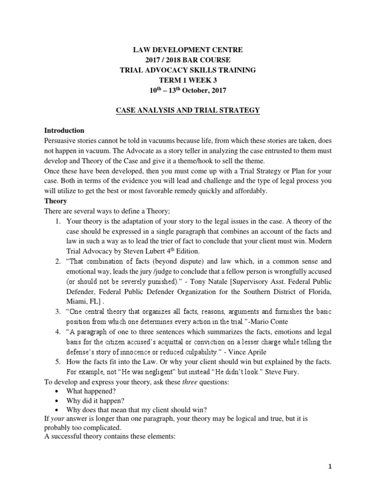Case Theory and Trial Strategy Training | PDF | Witness | Evidence