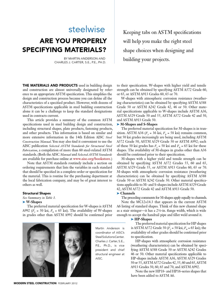 Steel Structure Specifications According To ASTM PDF | PDF | Structural ...