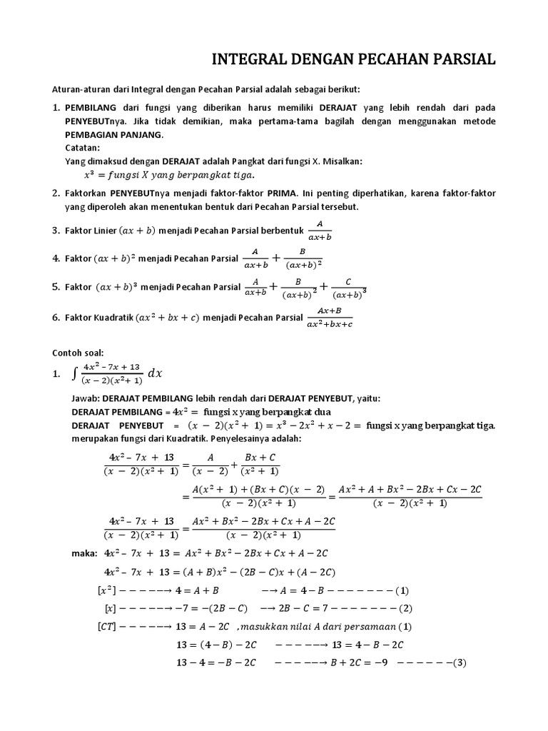 Integral Dengan Pecahan Parsial | PDF