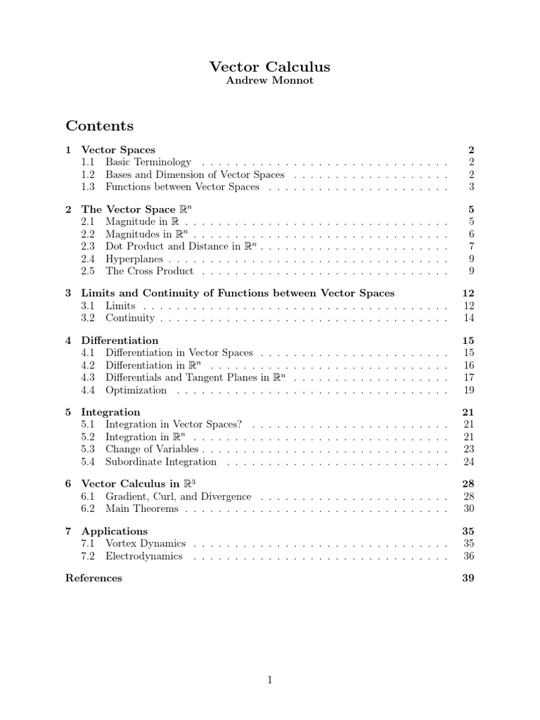 Vector Calculus | PDF | Basis (Linear Algebra) | Derivative