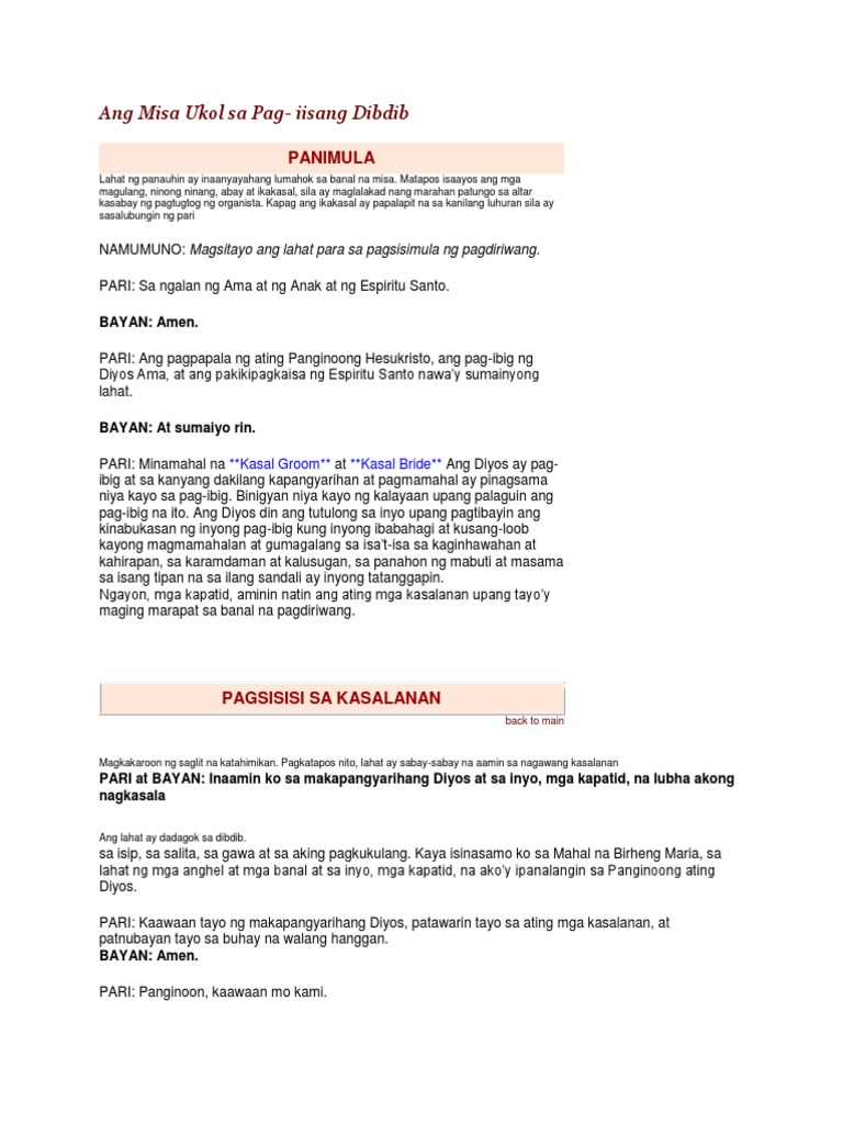 Ang Misa Ukol Sa Pag | PDF